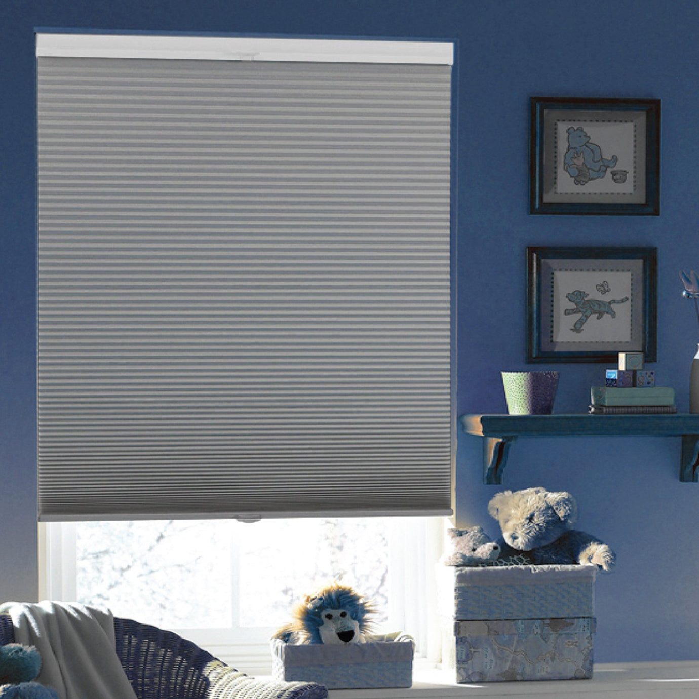 Cordless Blackout Pleated Cellular Blinds | Grey – Magasins Hart | Hart ...